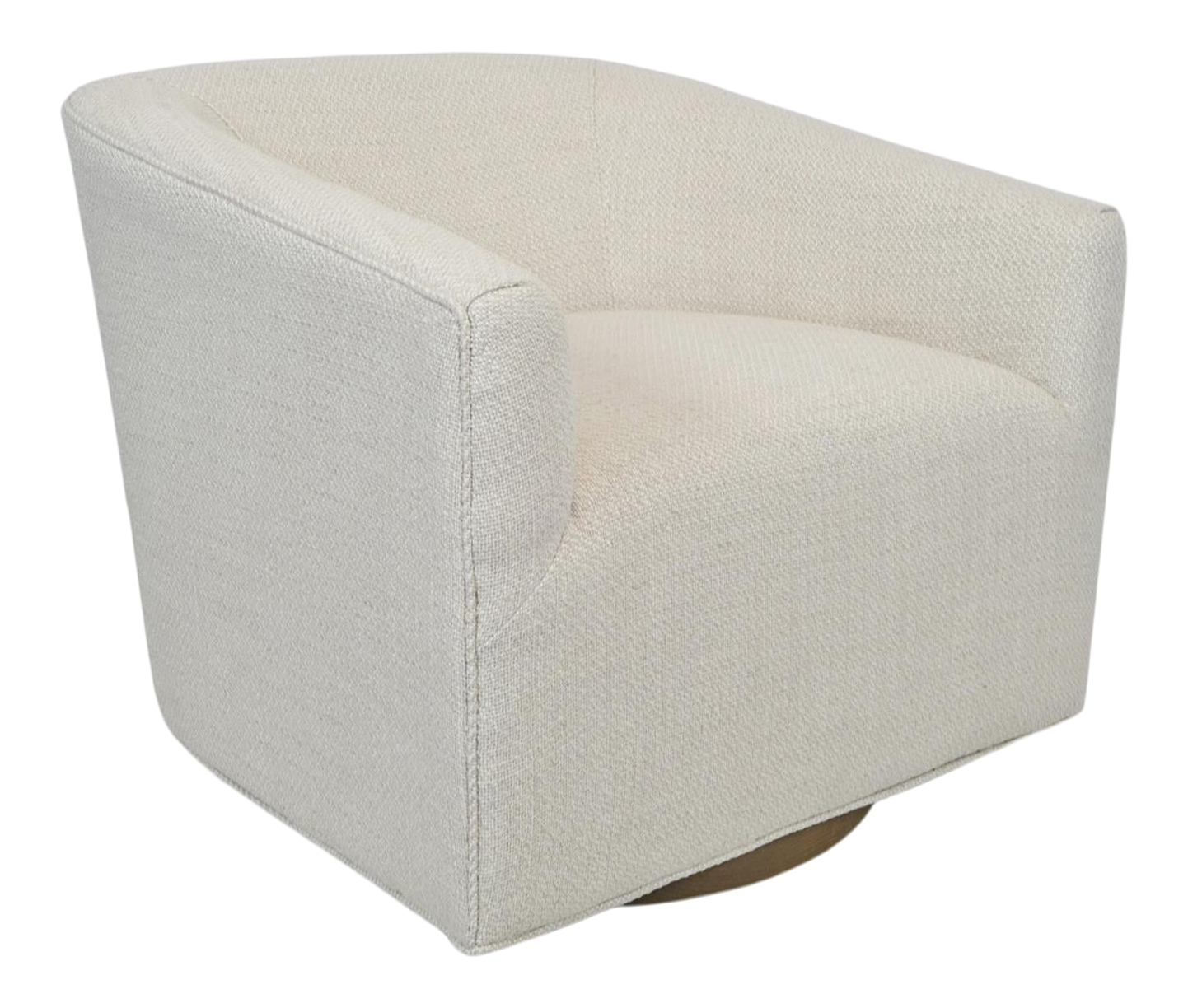 Ivory Tweed Swivel U Arm Chair | Chairish