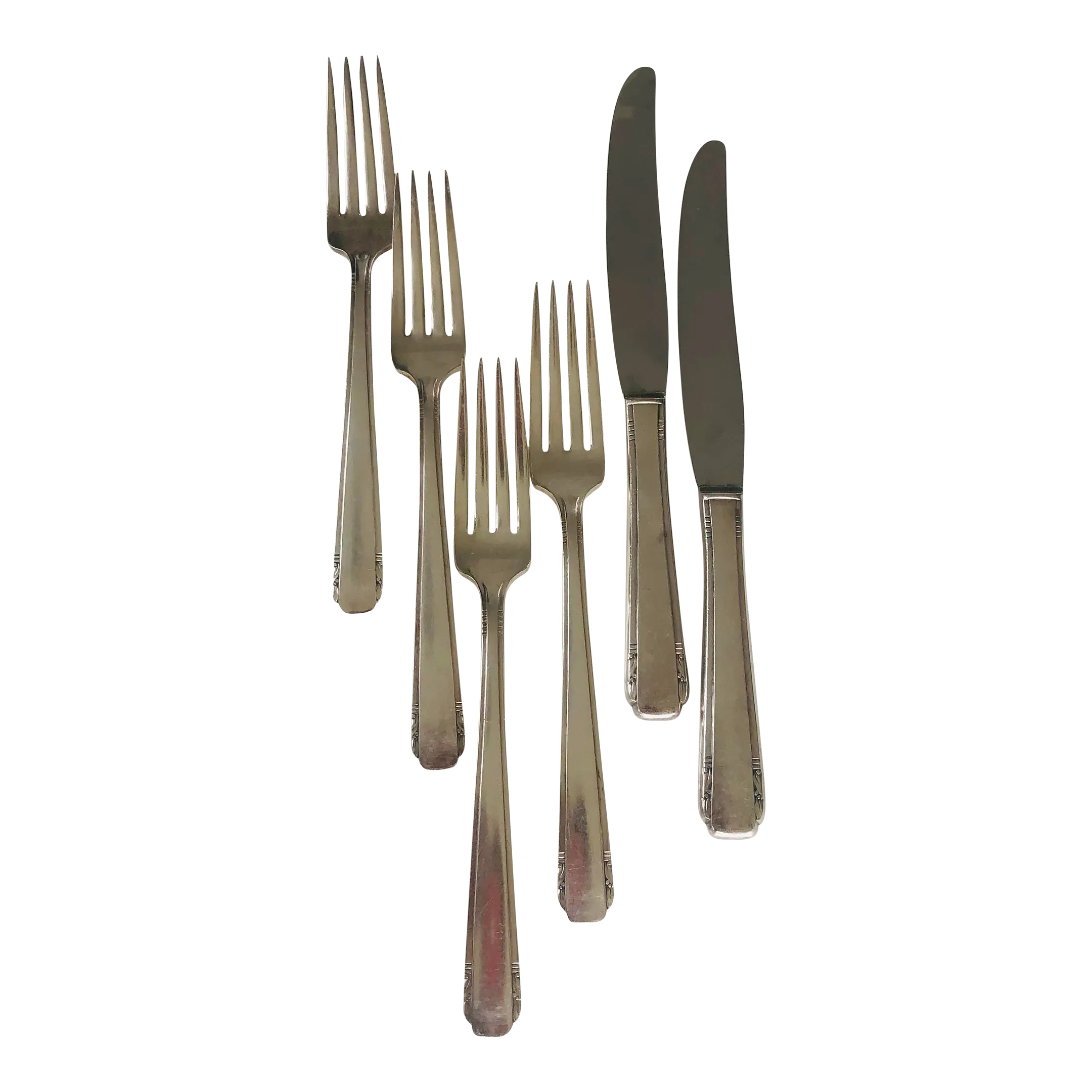 Vintage Oneida Tudor Silver Plate "Elaine" Pattern 2 Knives & 4 Forks ...