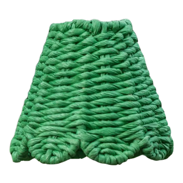 Petite Scalloped Green Twisted Rope Lamp Shade | Chairish
