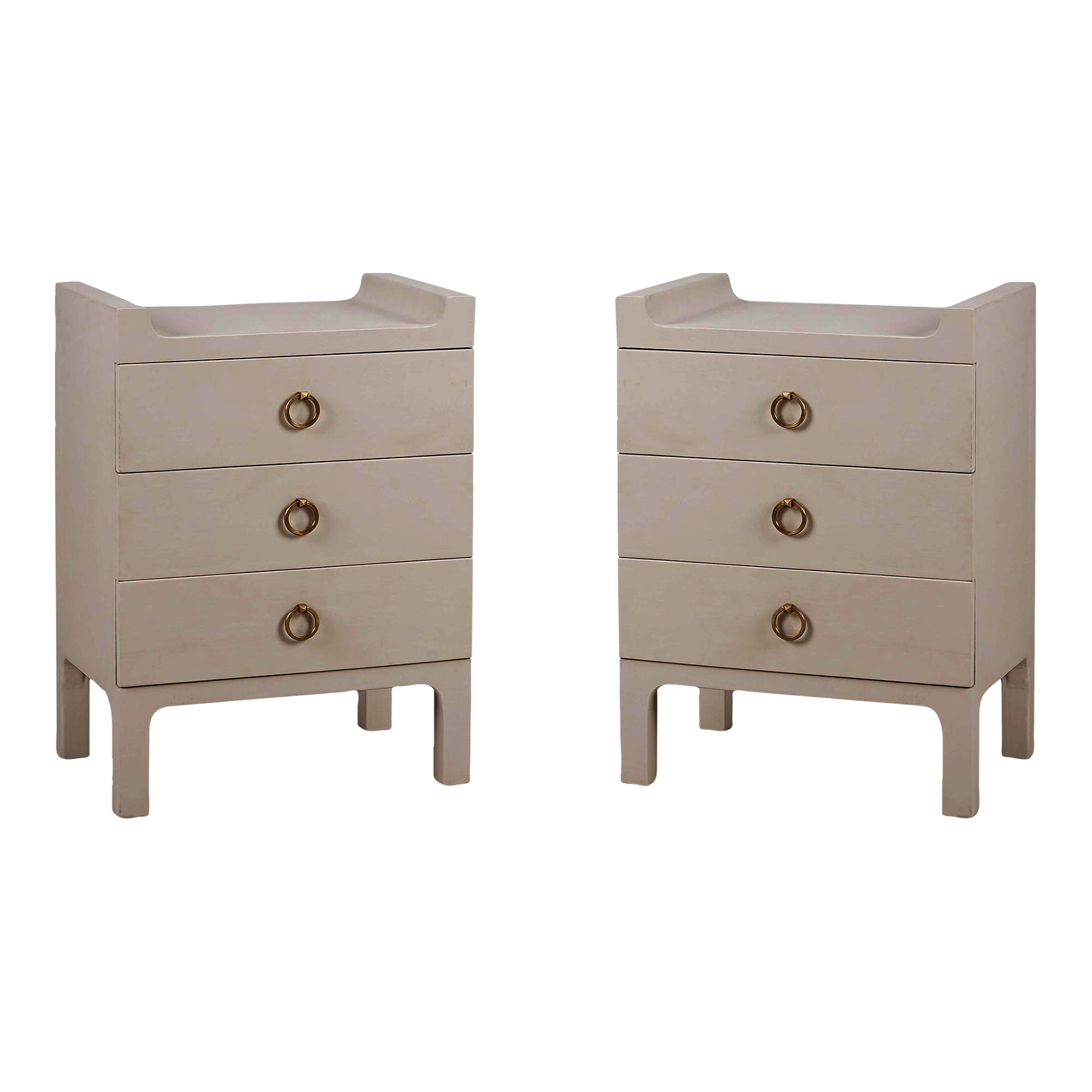 Pair of Small Linen Wrapped Modern Scandinavian Nightstands | Chairish
