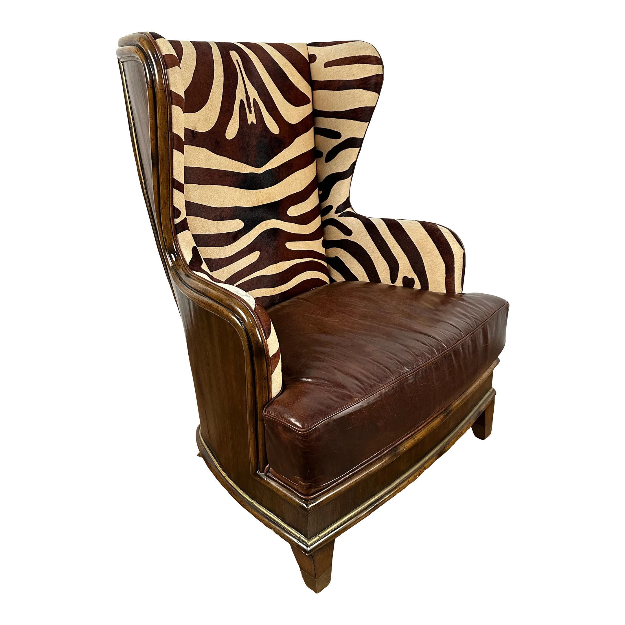 Maitland - Smith Wingback Cowhide Zebra Print Leather Lounge Chair ...