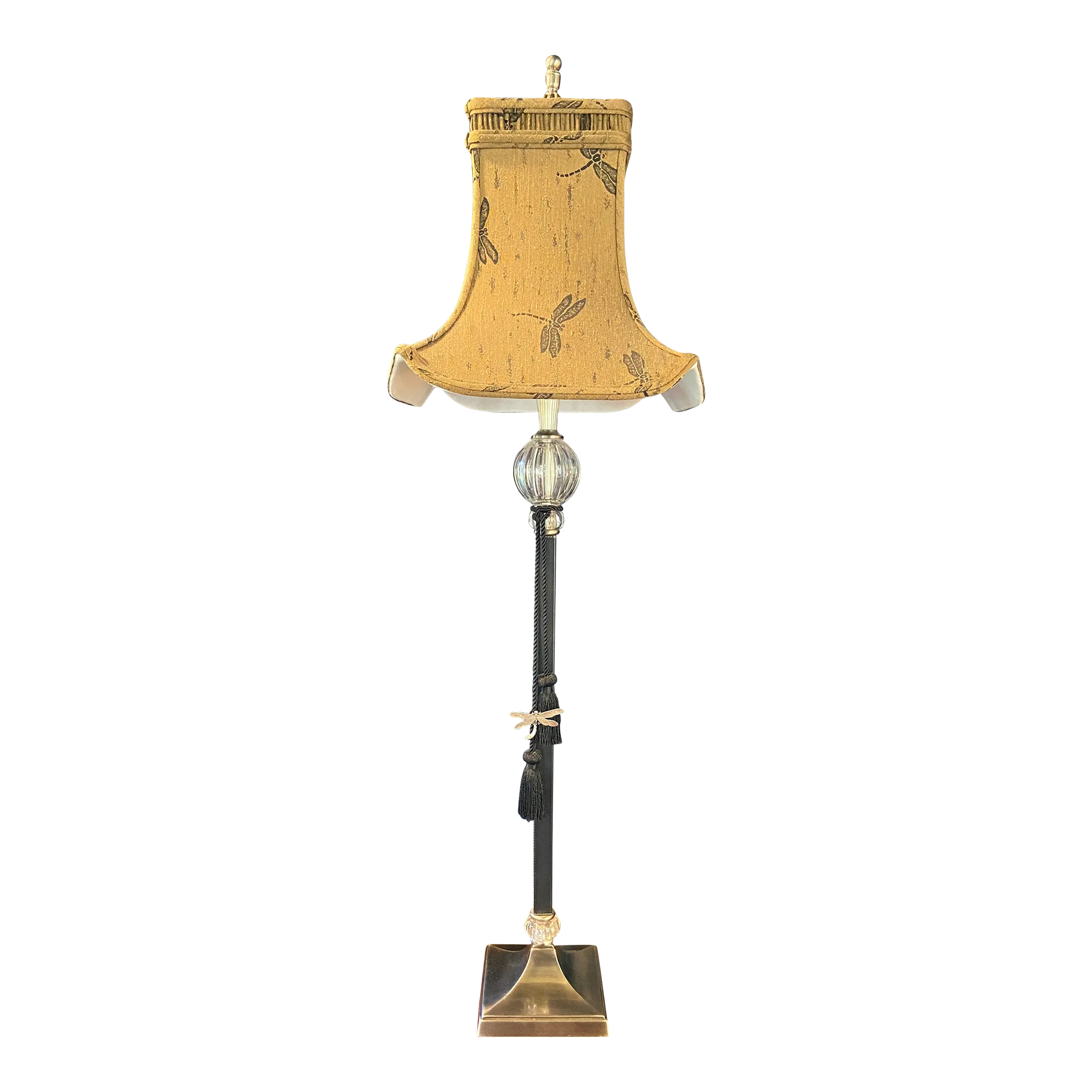 Concord Leather Wrapped Lamp With Glass Orb and Dragonfly Shade With ...