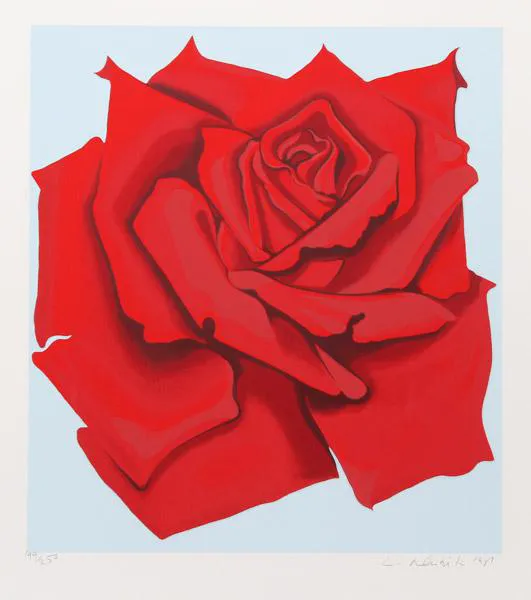 1980s "Red Rose From the Stamps Series" Print | Chairish