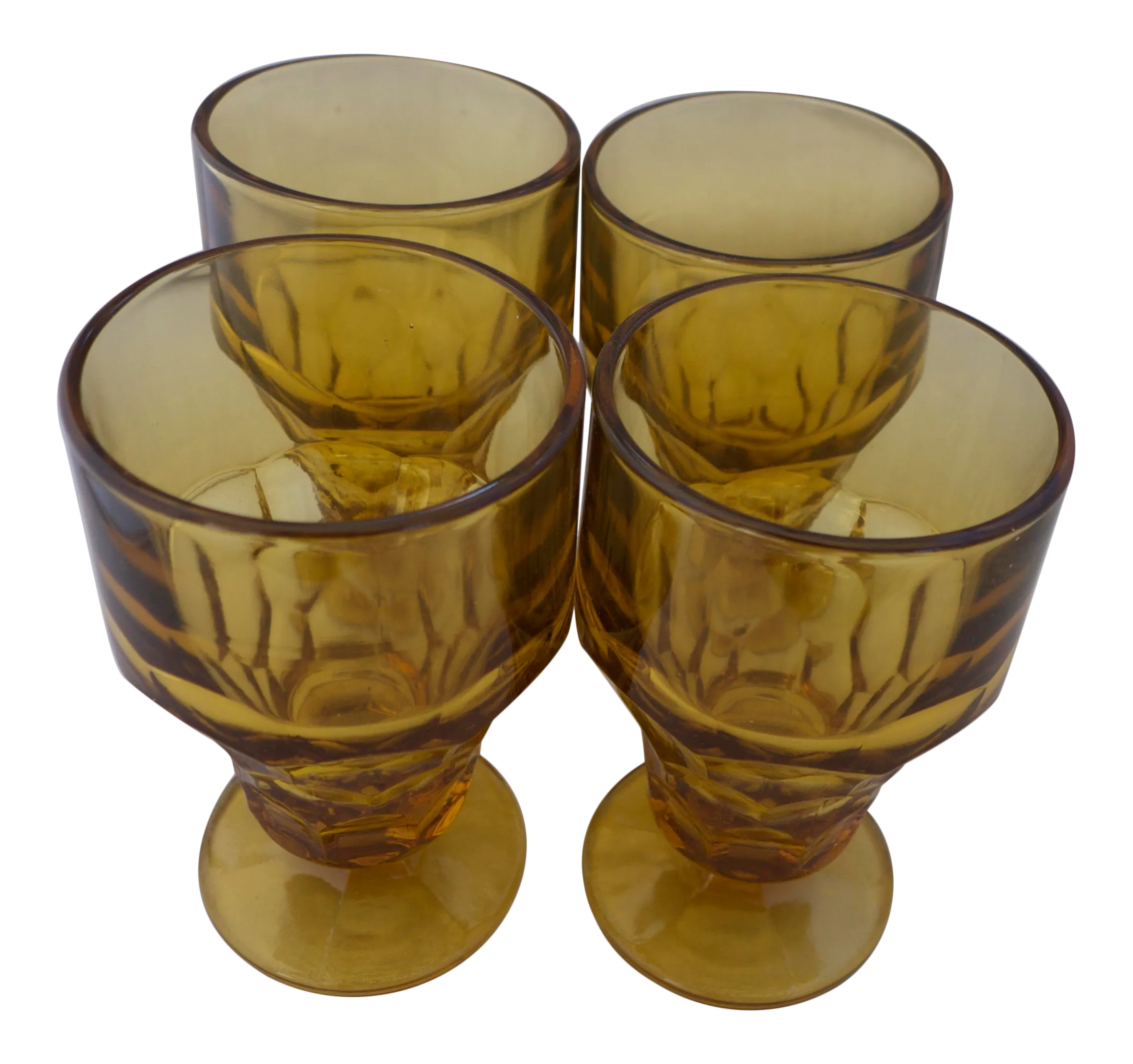 Mid-Century Modern Amber Glasses - Set of 4 | Chairish