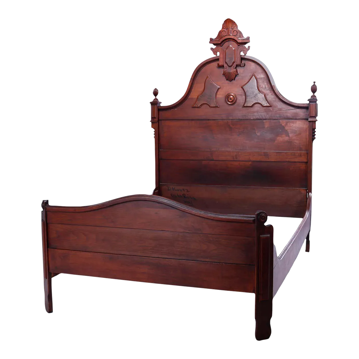 Antique Renaissance Revival Carved Walnut & Burl Bed, Circa 1890 | Chairish