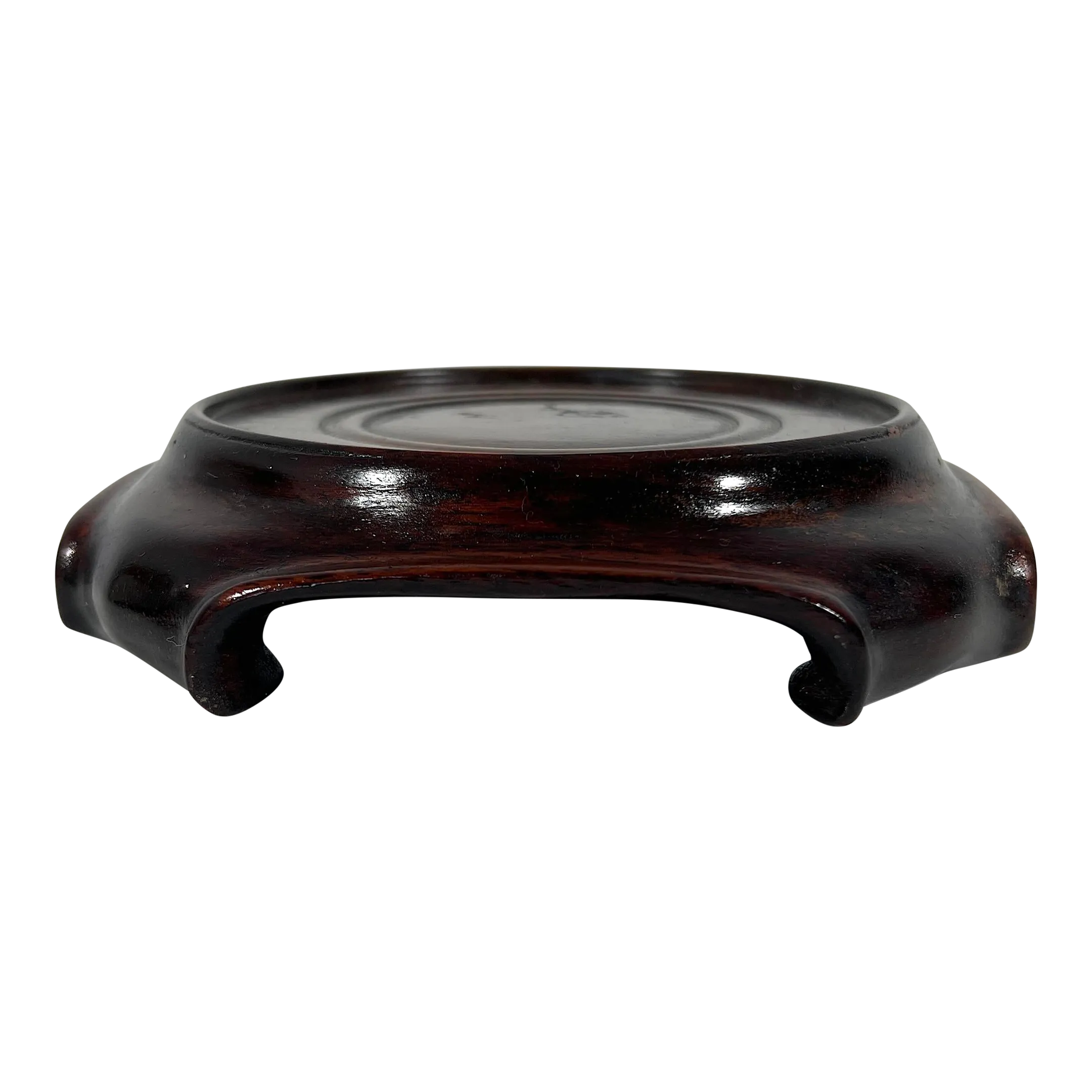 Vintage Hong Kong Ming Style Scroll Foot Rosewood Display Stand (3.75 ...