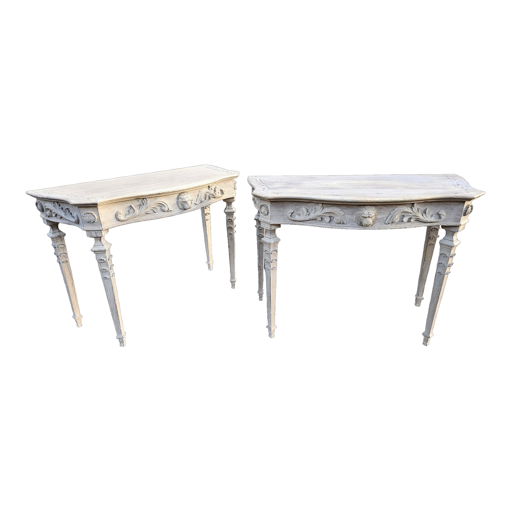 Pair of Hand-Carved Italian Consoles by Modern History | Chairish