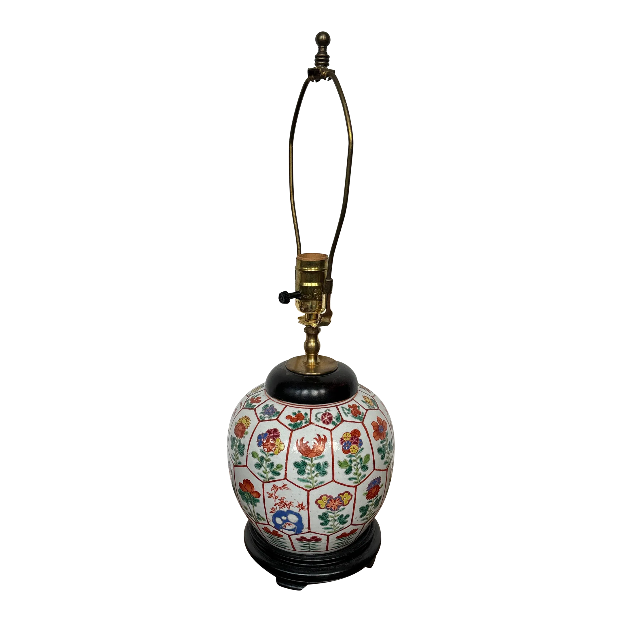 Early 20th Century Hand Painted Oriental Pot Lamps | Chairish