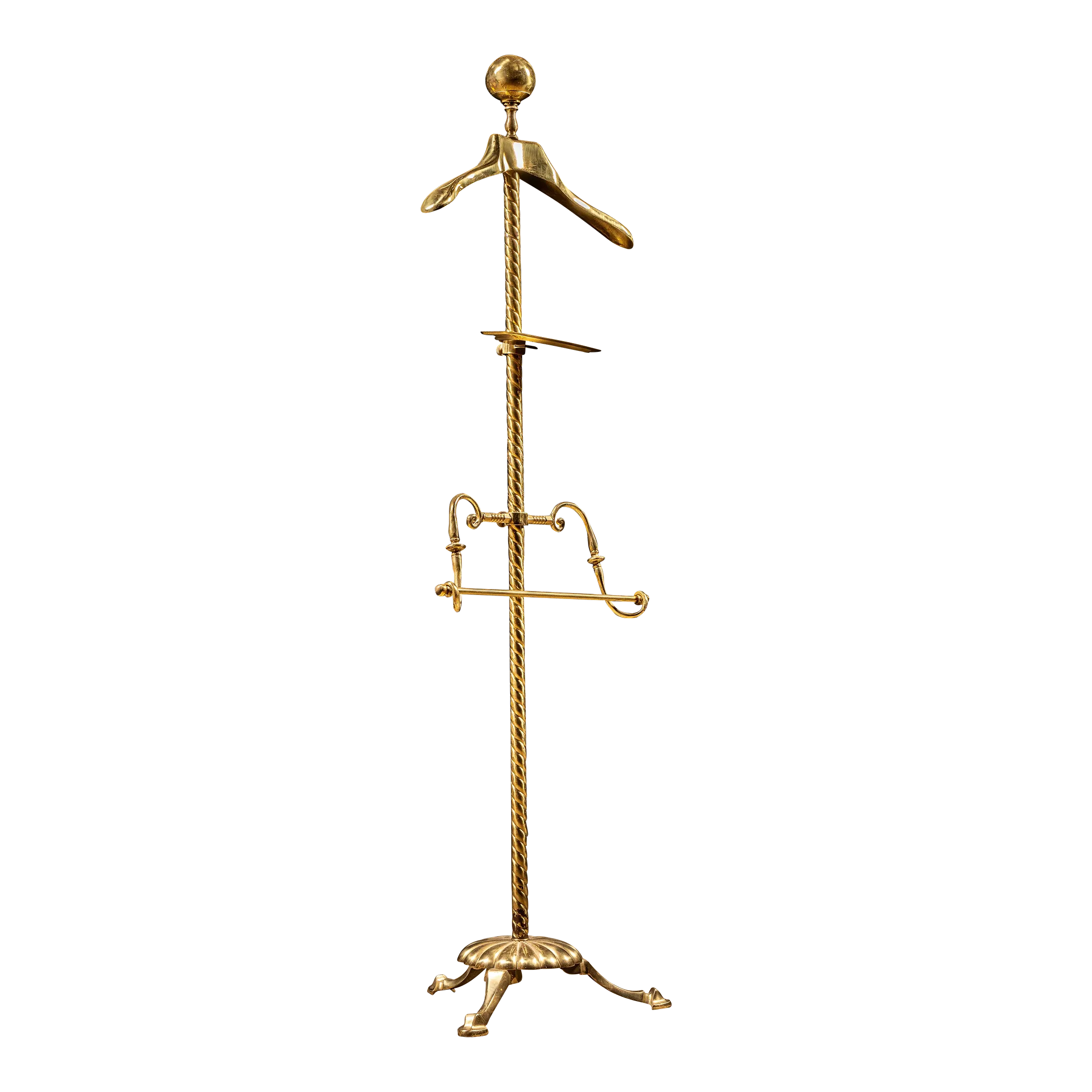 Mid 20th Century Vintage Brass Floor-Length Valet | Chairish