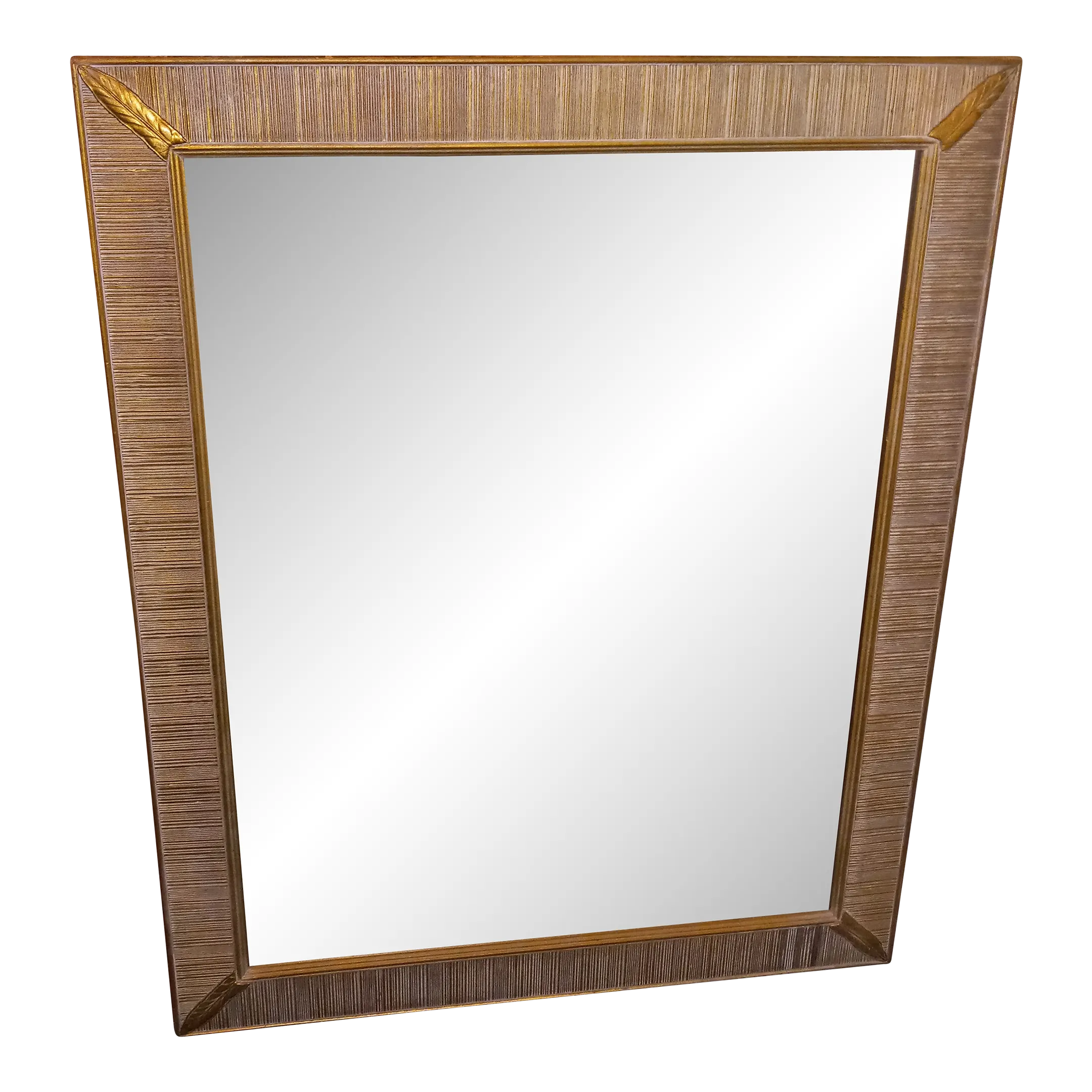 1990s Large Wood Bombay Style Mirror With Gold Leafs and Ridged ...
