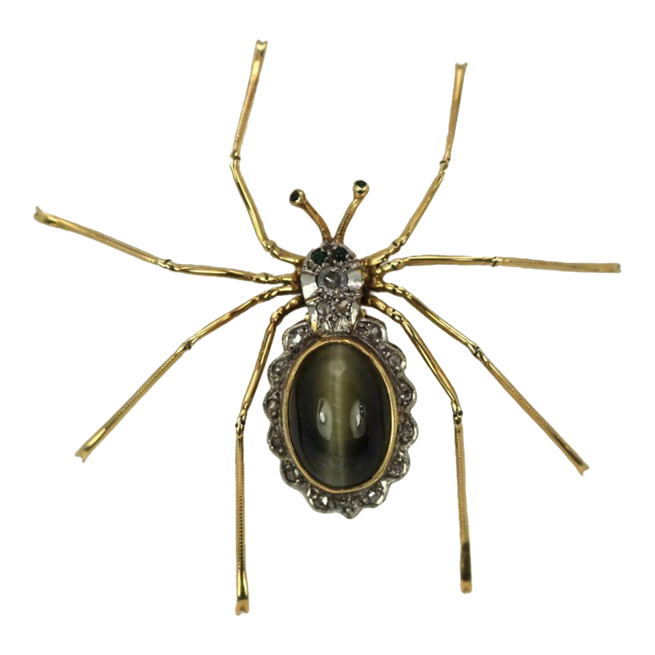 1930s Cat’s Eye Chrysoberyl Spider Brooch | Chairish