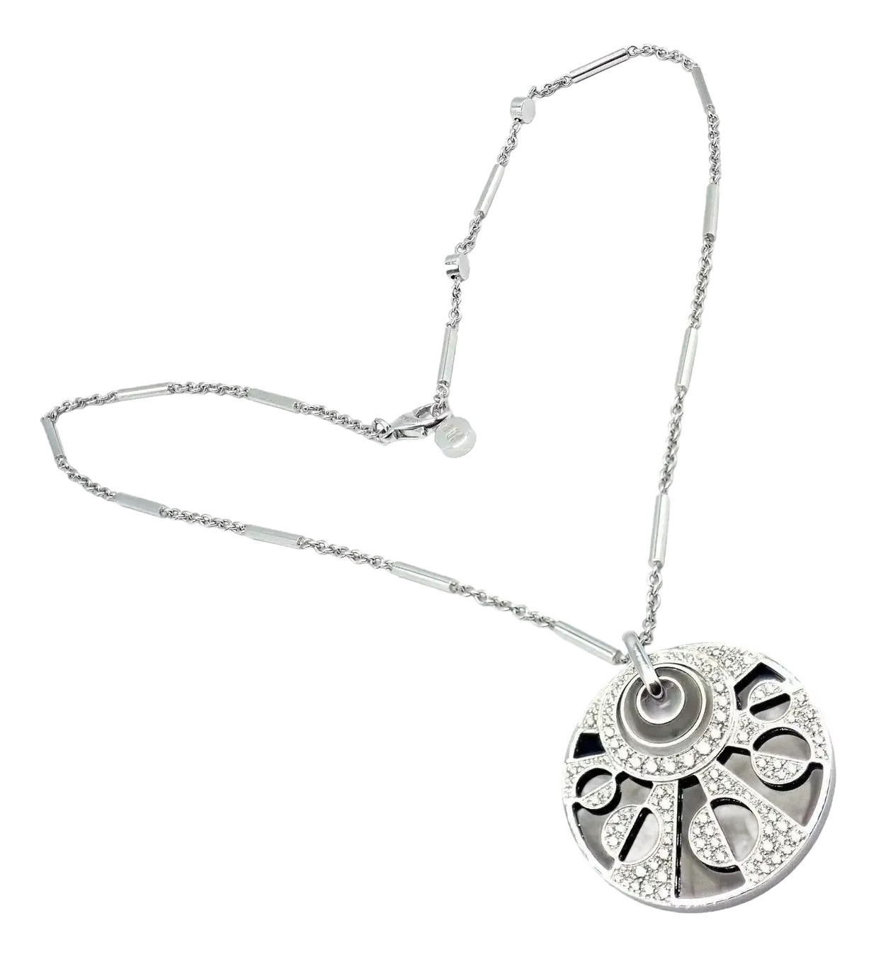 Bulgari Intarsio Diamond Onyx Large Pendant White Gold Necklace - Great ...