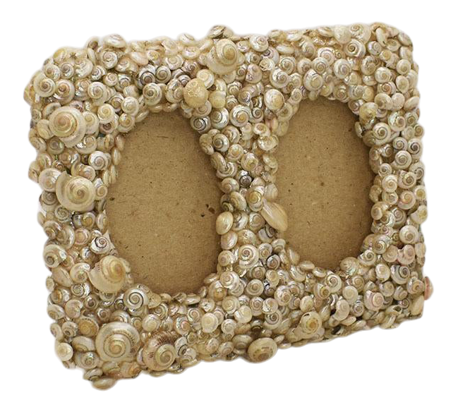 Coastal Shiny Shell Folk Art Photo Frame | Chairish