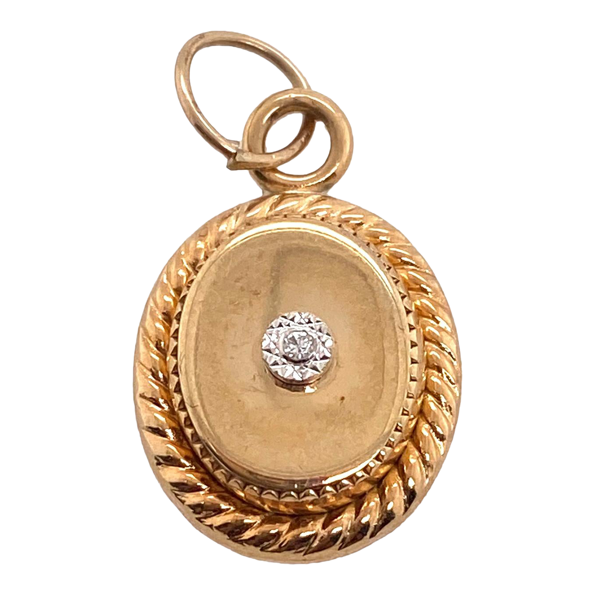 1970s Miniature 14k Gold Diamond Locket Form Charm | Chairish