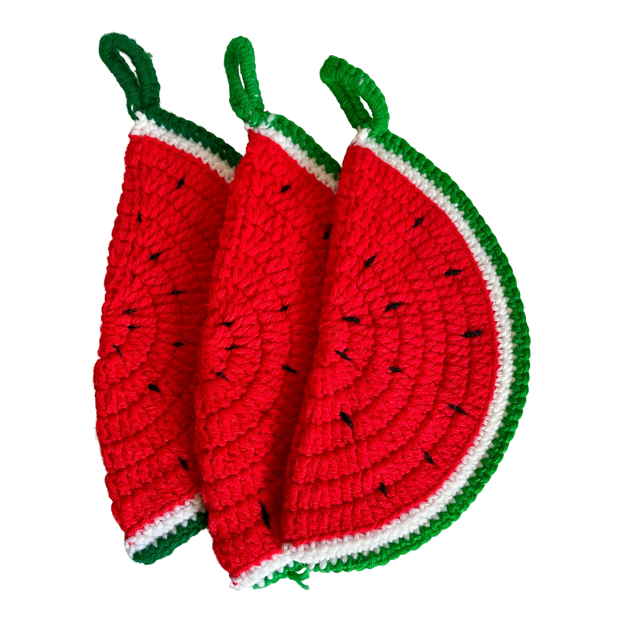 Set of 3 Handmade Crochet Watermelon Trivets | Chairish