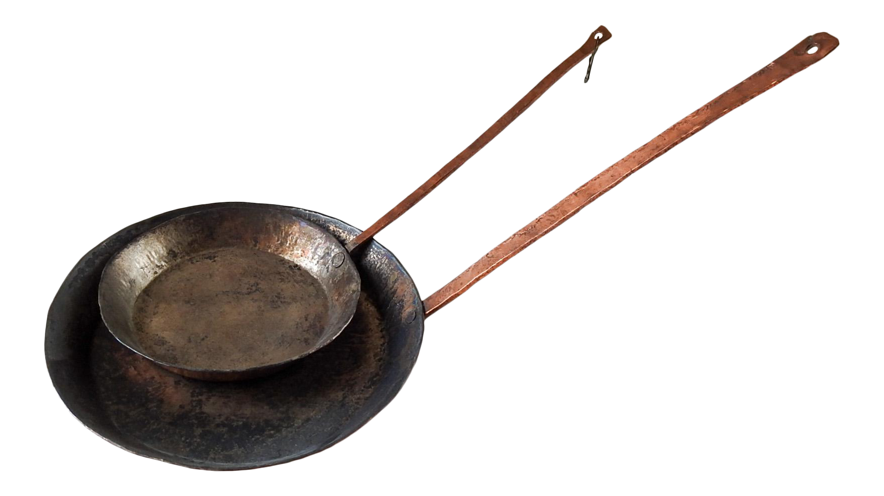 Mid 20th Century Hand Forged Copper Pans - a Pair | Chairish