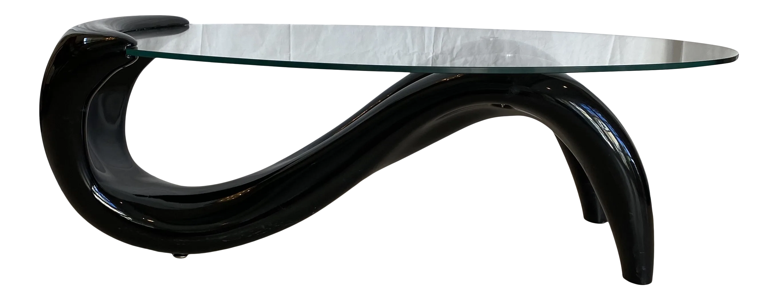 Vintage Curvy Biomorphic PostModern Cocktail Coffe Table With Glass Top ...