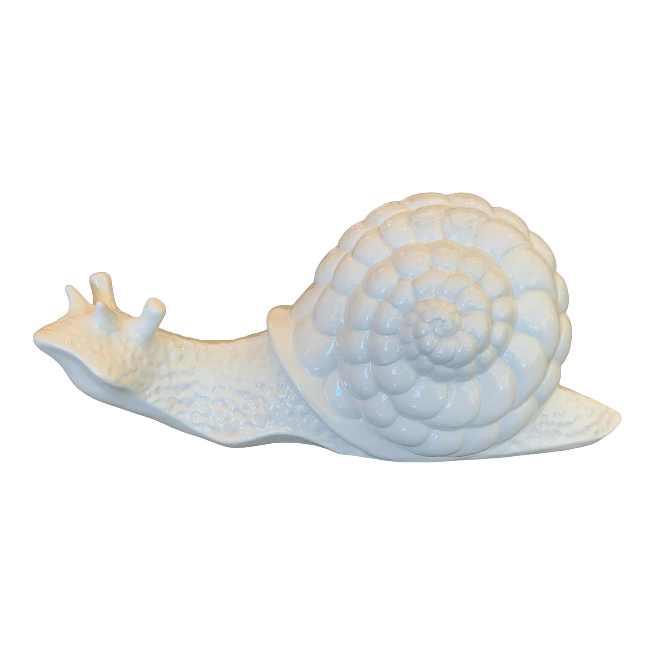 Vintage White Ceramic Snail Garden Ornament | Chairish