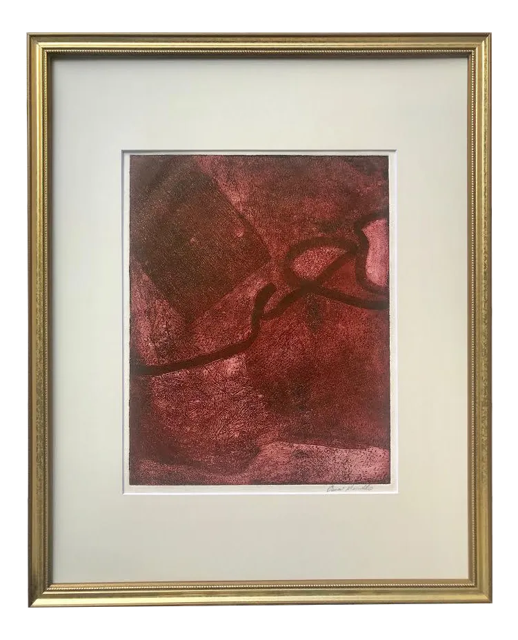 Vintage Modernist Abstract Etching by Oscar Murillo | Chairish