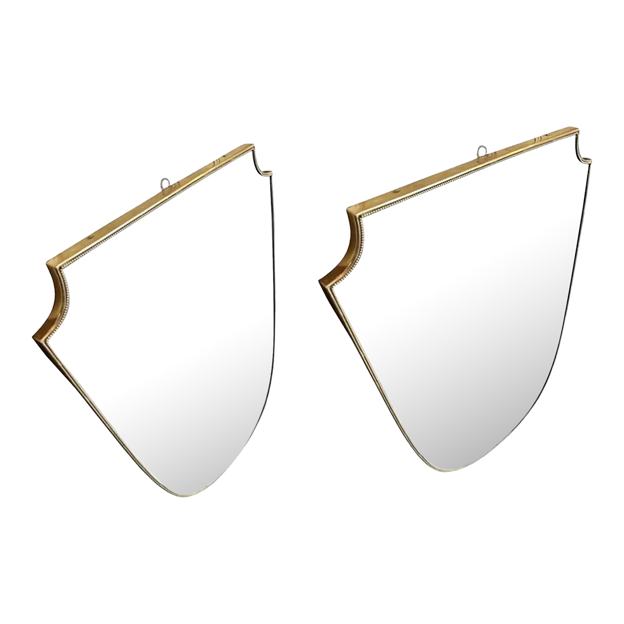 Two 1960s Gio Ponti Style Mid-Century Modern Brass Italian Shield Wall ...