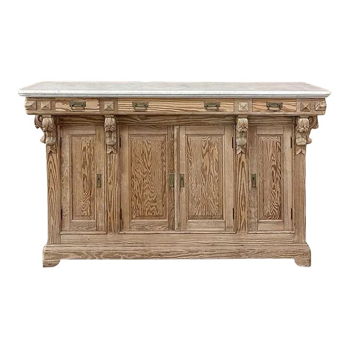 19th Century French Neoclassical Bar ~ Counter With Carrara Marble Top ...