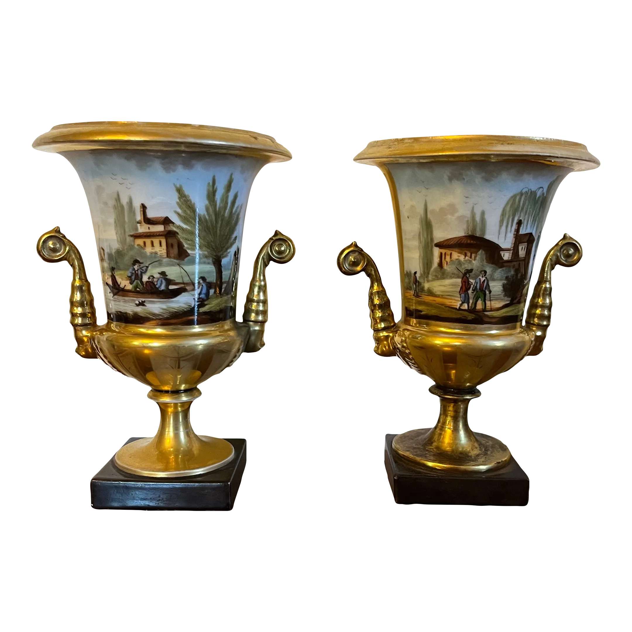 Antique Early 19th Century French Empire Paris Porcelain Urns or Mantel ...