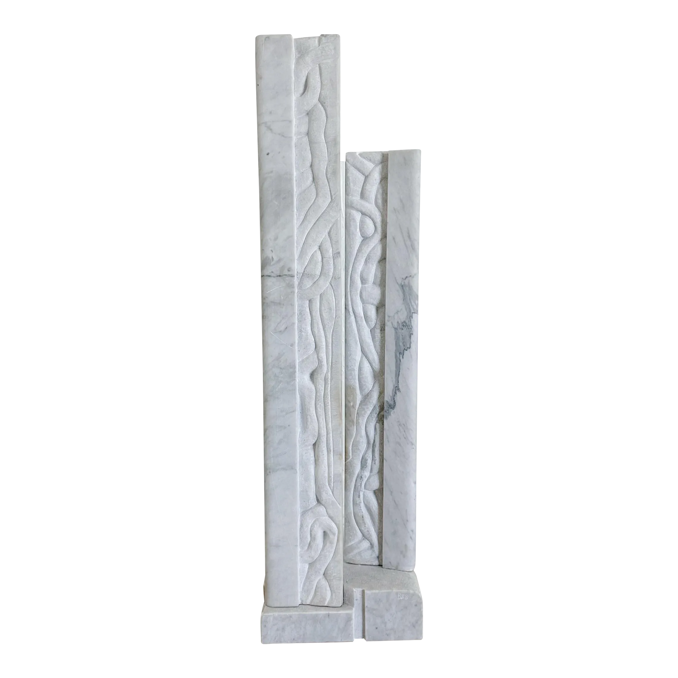 Carrera Marble Double Column Abstract Sculpture, 1980s | Chairish