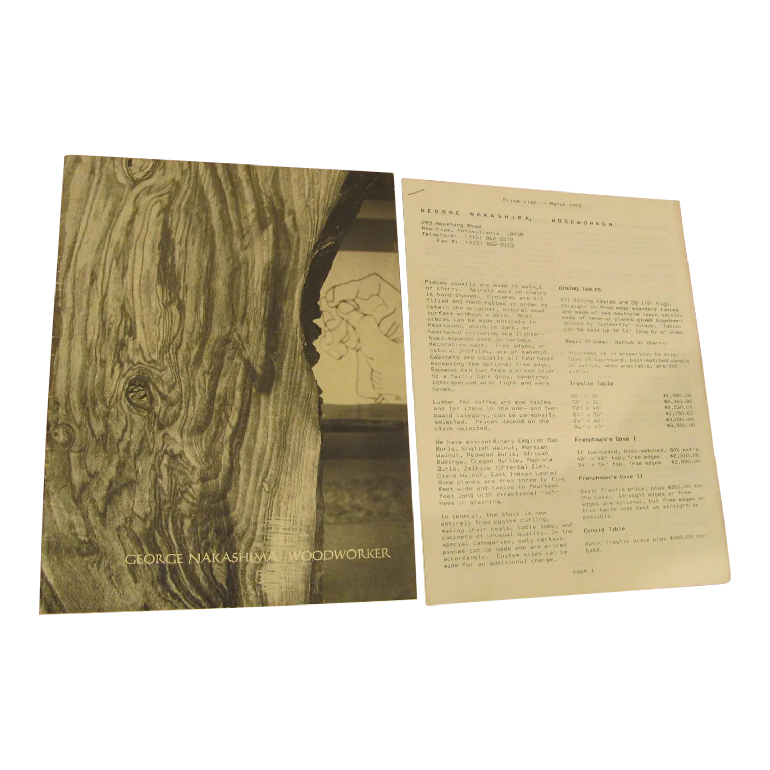 Late 20th Century George Nakashima Woodworker 20 Page Brochure and ...