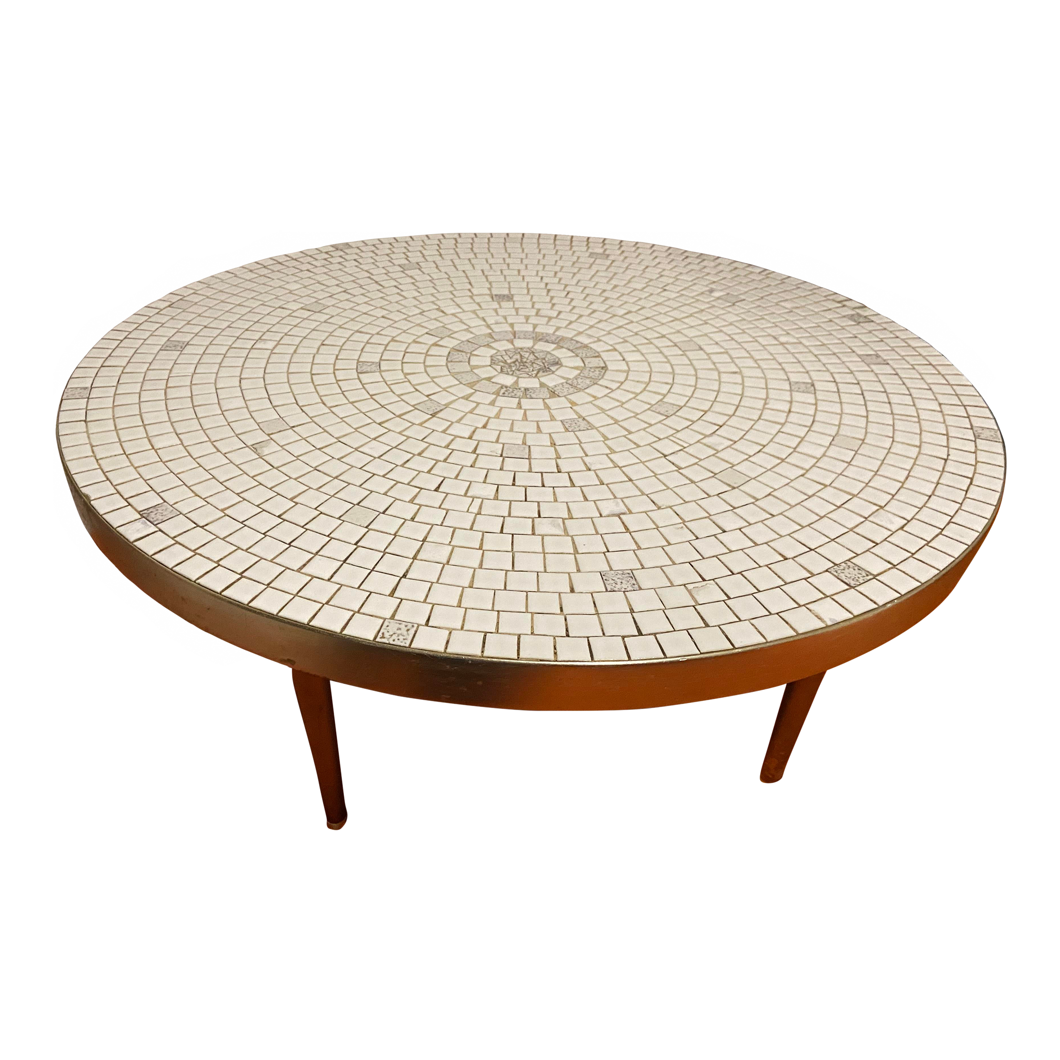 Mid Century Martz Style Mosaic Tile Coffee Side Table Martz Style Round Brass Mosaic