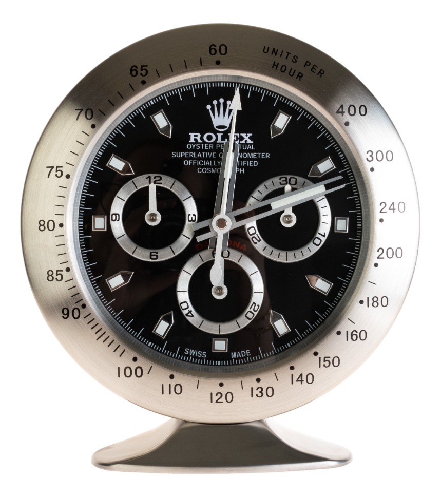 Oyster Perpetual Silver Daytona Desk Clock from Rolex | Chairish