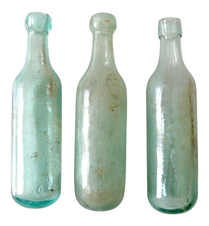 Antique Round Bottom Bottles - Set of 3 | Chairish