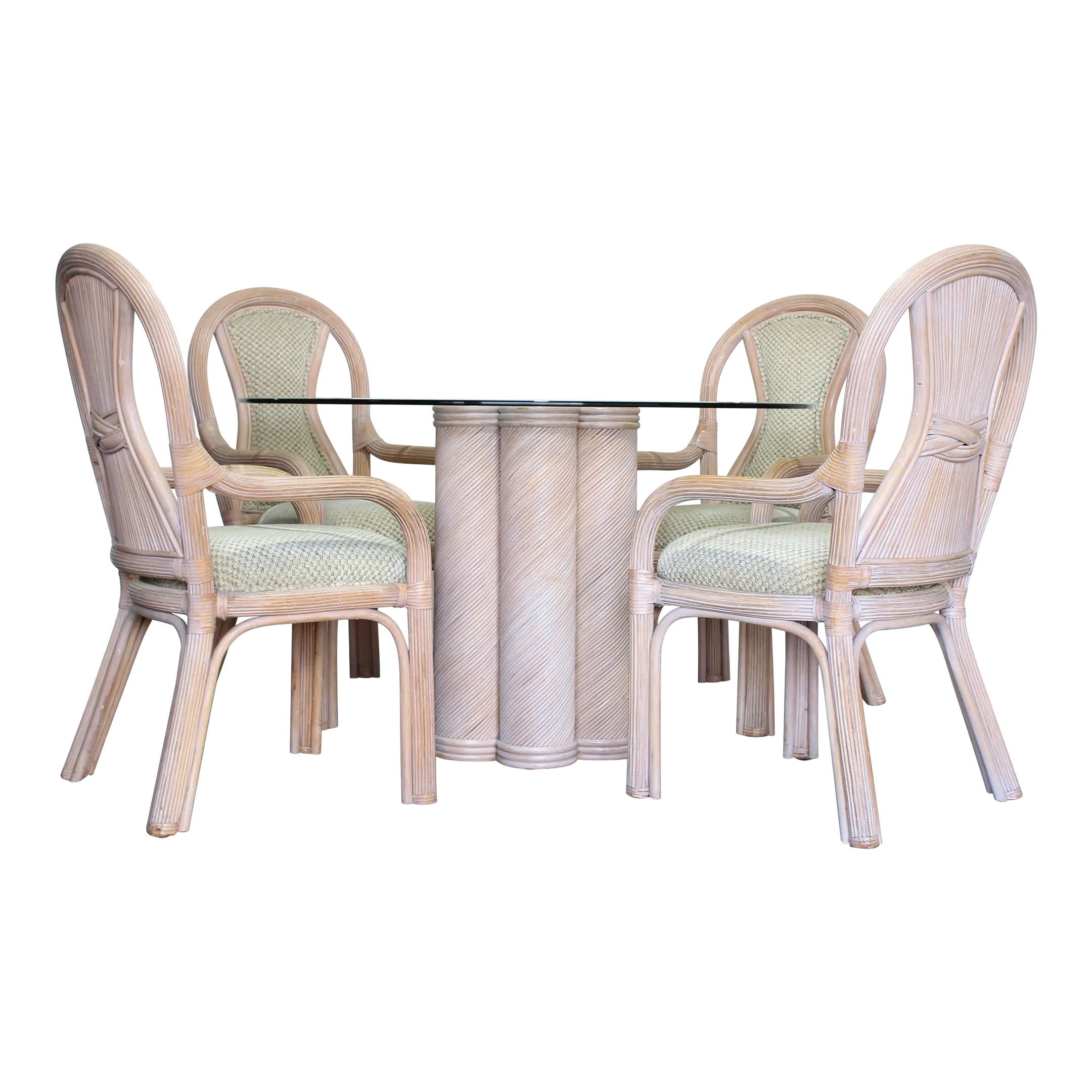 Vintage Pencil Reed Dining Table & 4 Chairs | Chairish