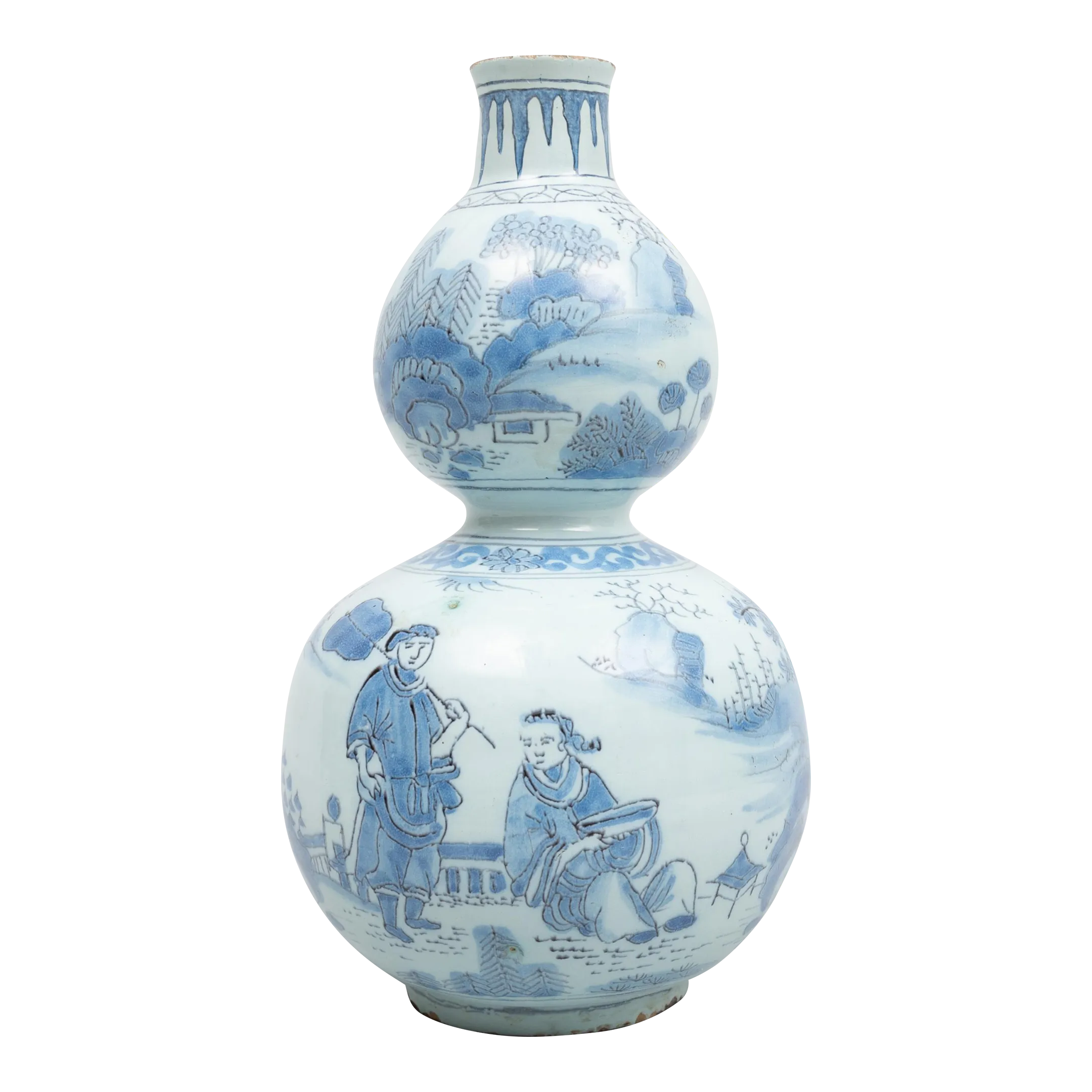 Antique 18th Century Delft Blue & White Faience Gourd Vase in the ...
