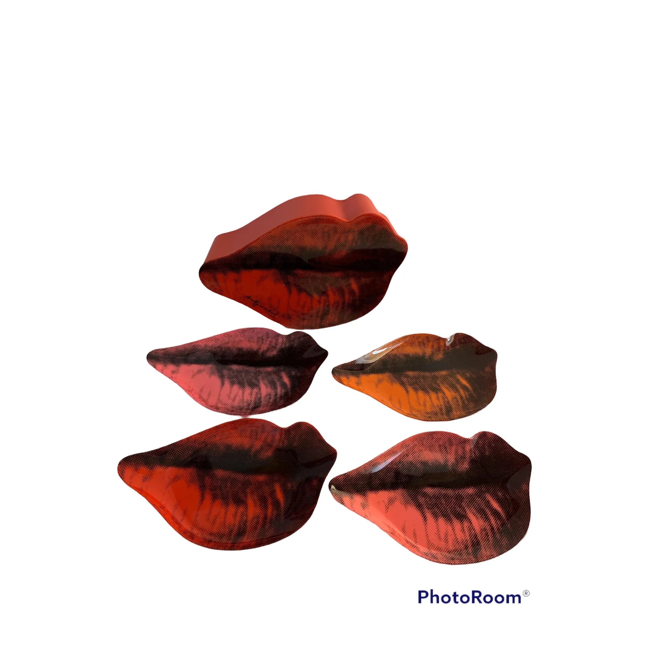Contemporary Warhol Marilyn Monroe Lips Plates- Set of 5 | Chairish