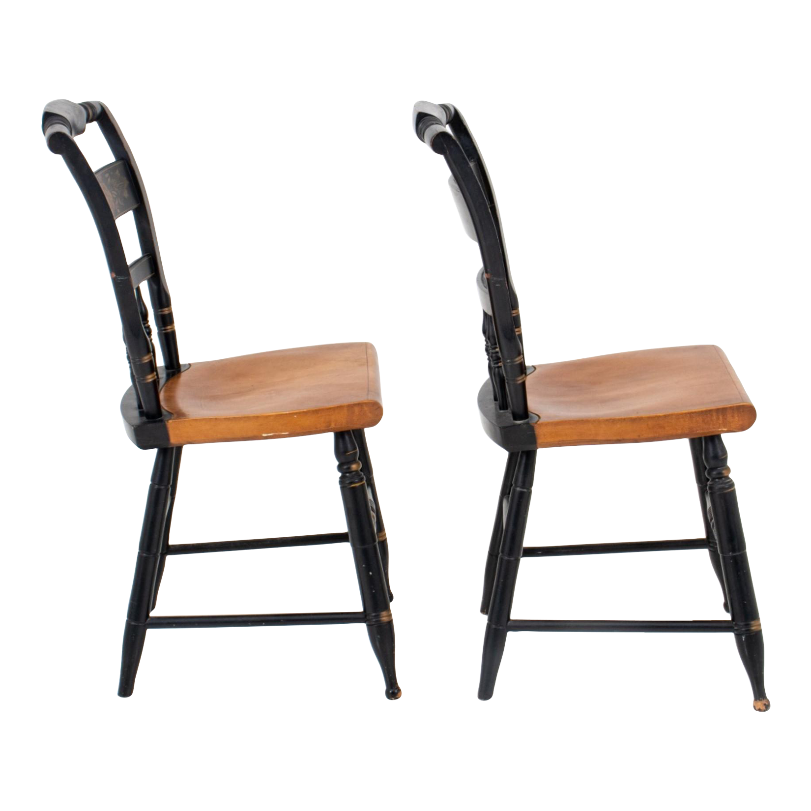 American Folk Style Stenciled Side Chairs | Chairish