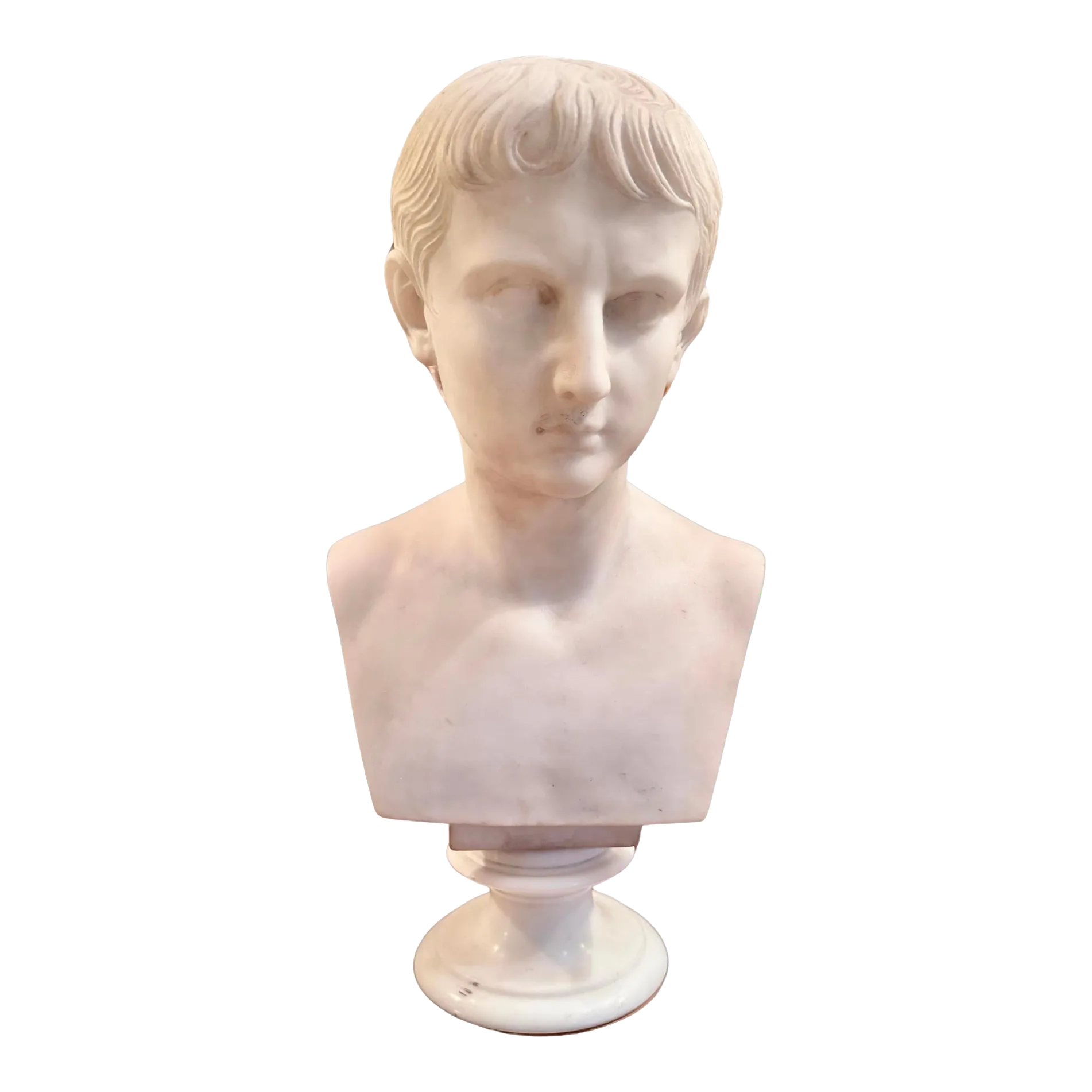 Italian Grand Tour White Marble Bust of Augustus Caesar | Chairish