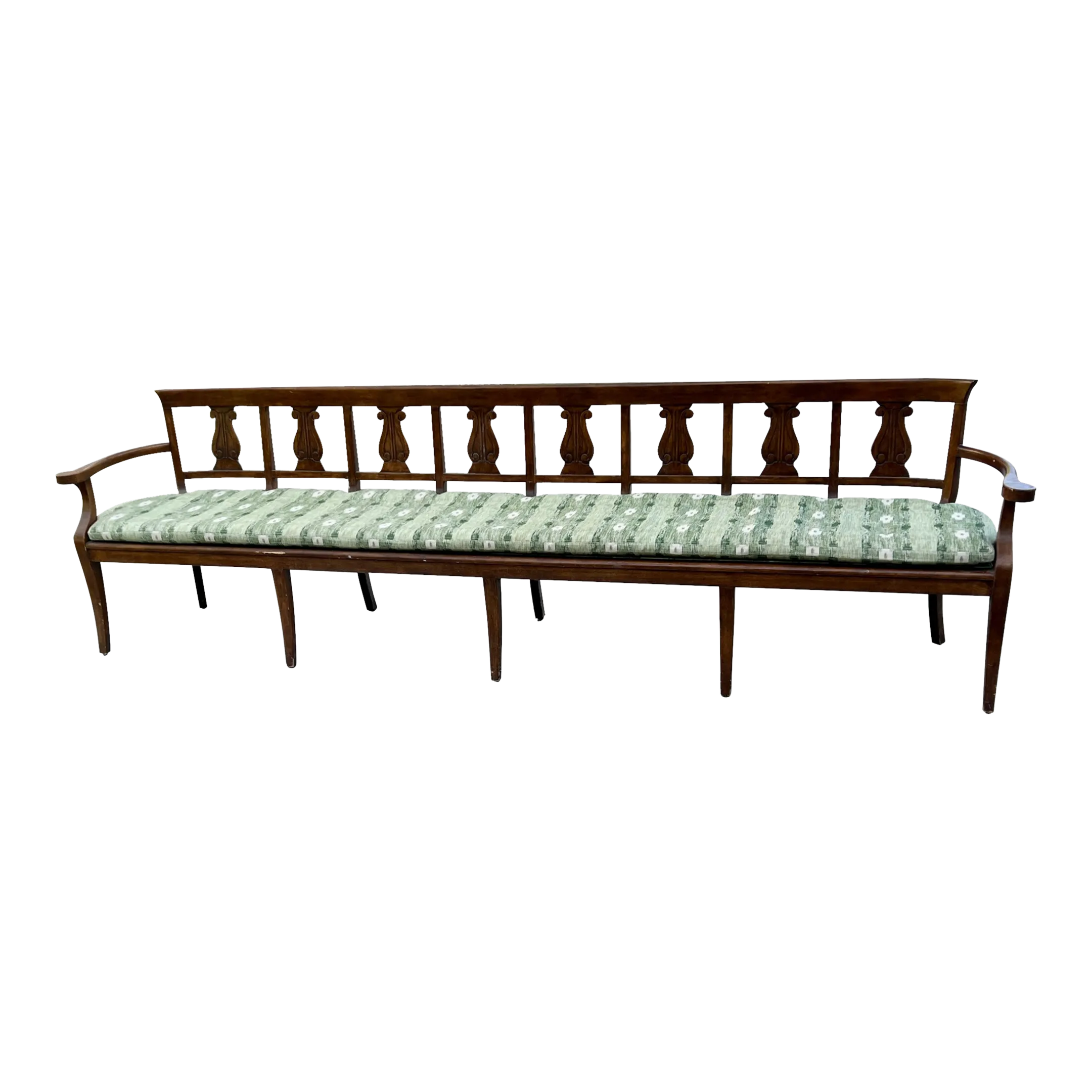 Vintage Walnut French Country Style Long Bench | Chairish