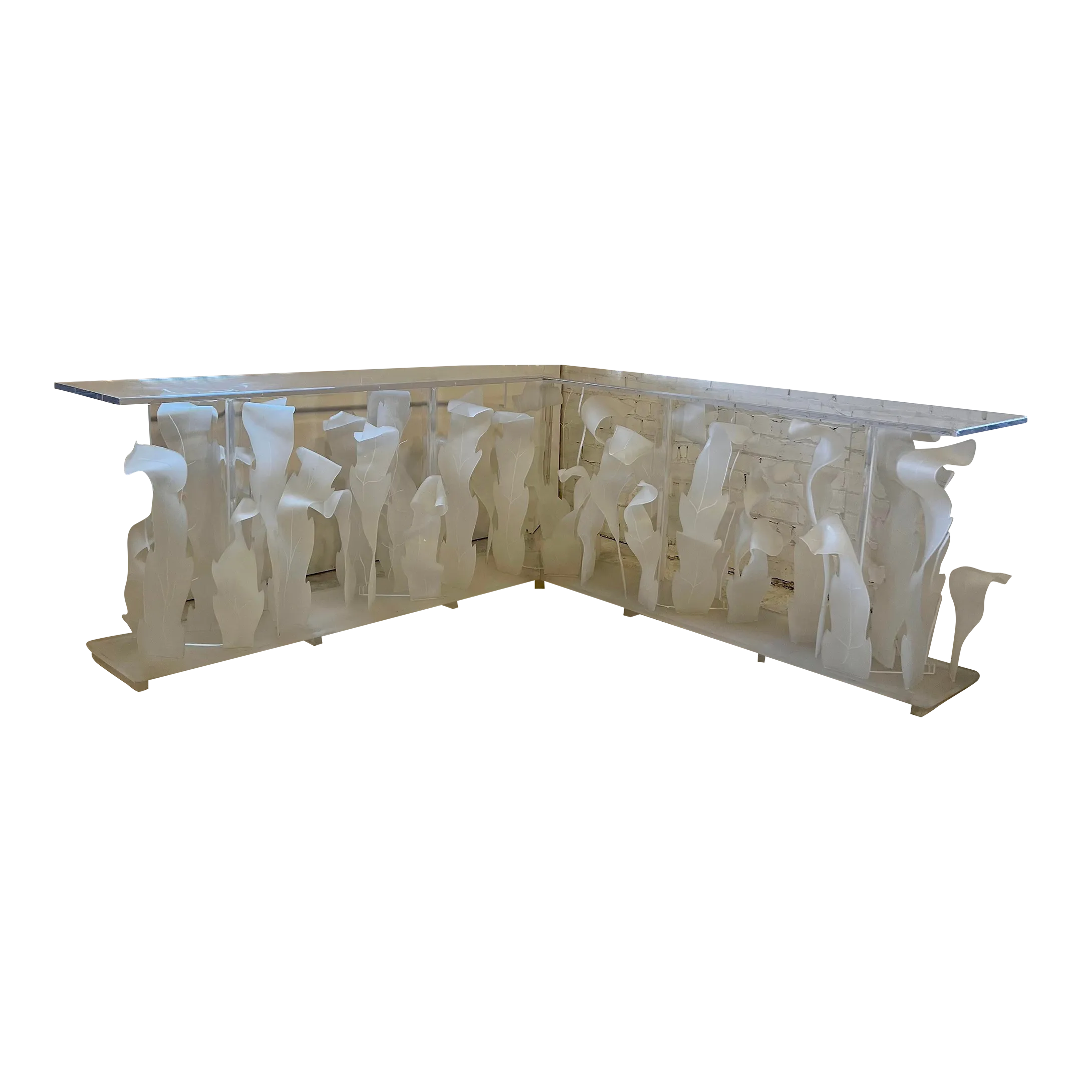 80s Custom Lucite Sculptural Foliage L Shape Bar | Chairish