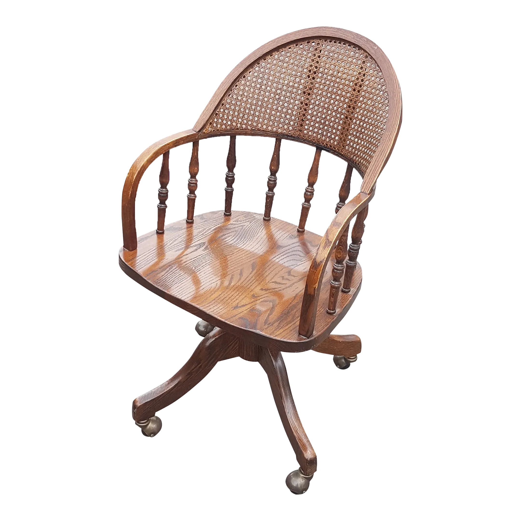 Vintage cane swivel chair store