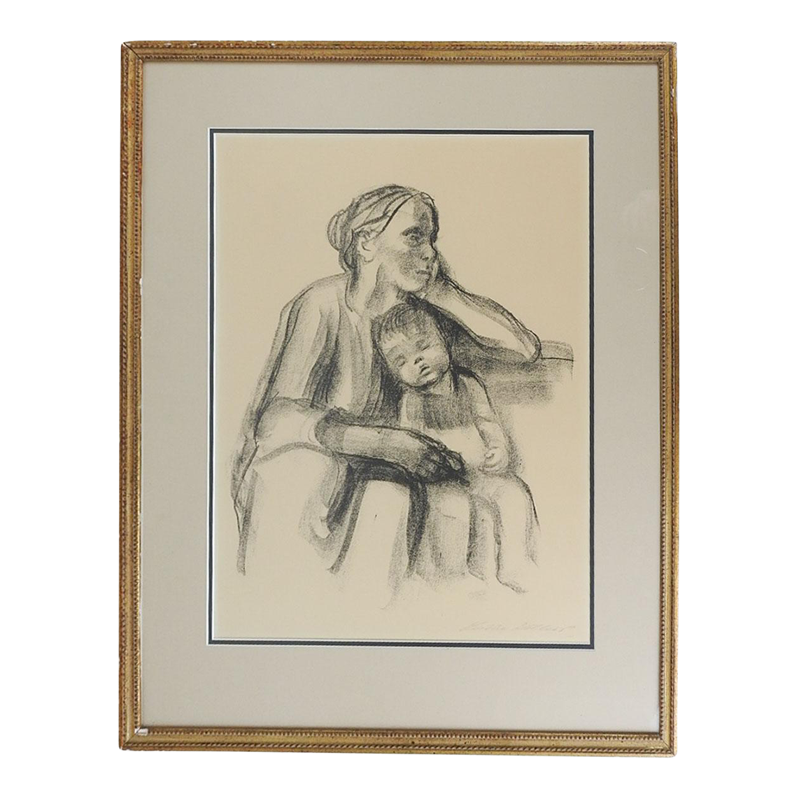 Vintage Kathe Kollwitz Mother and Sleeping Child Lithograph | Chairish