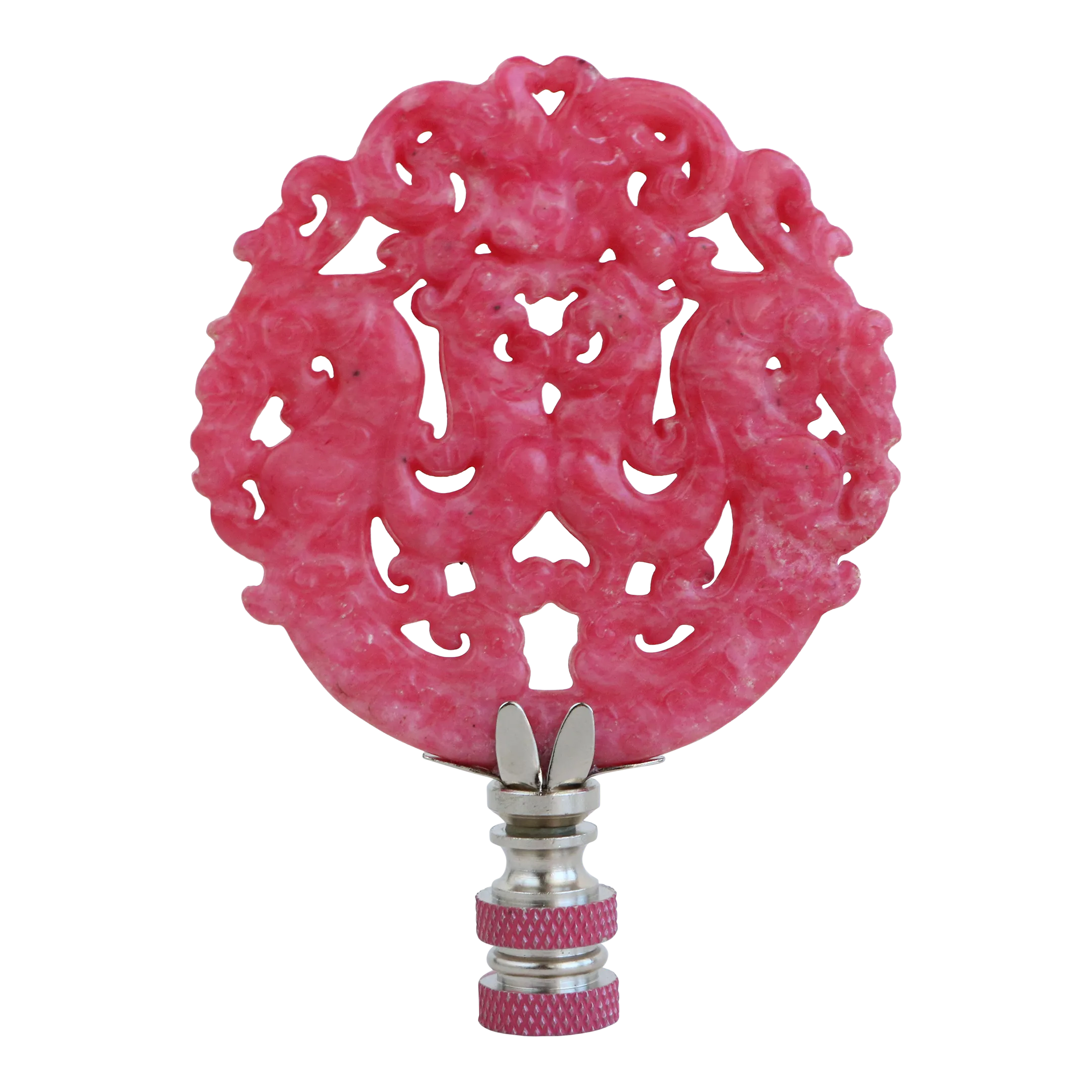 Chinese Carved Stone Lamp Finial on Chrome Hardware | Chairish