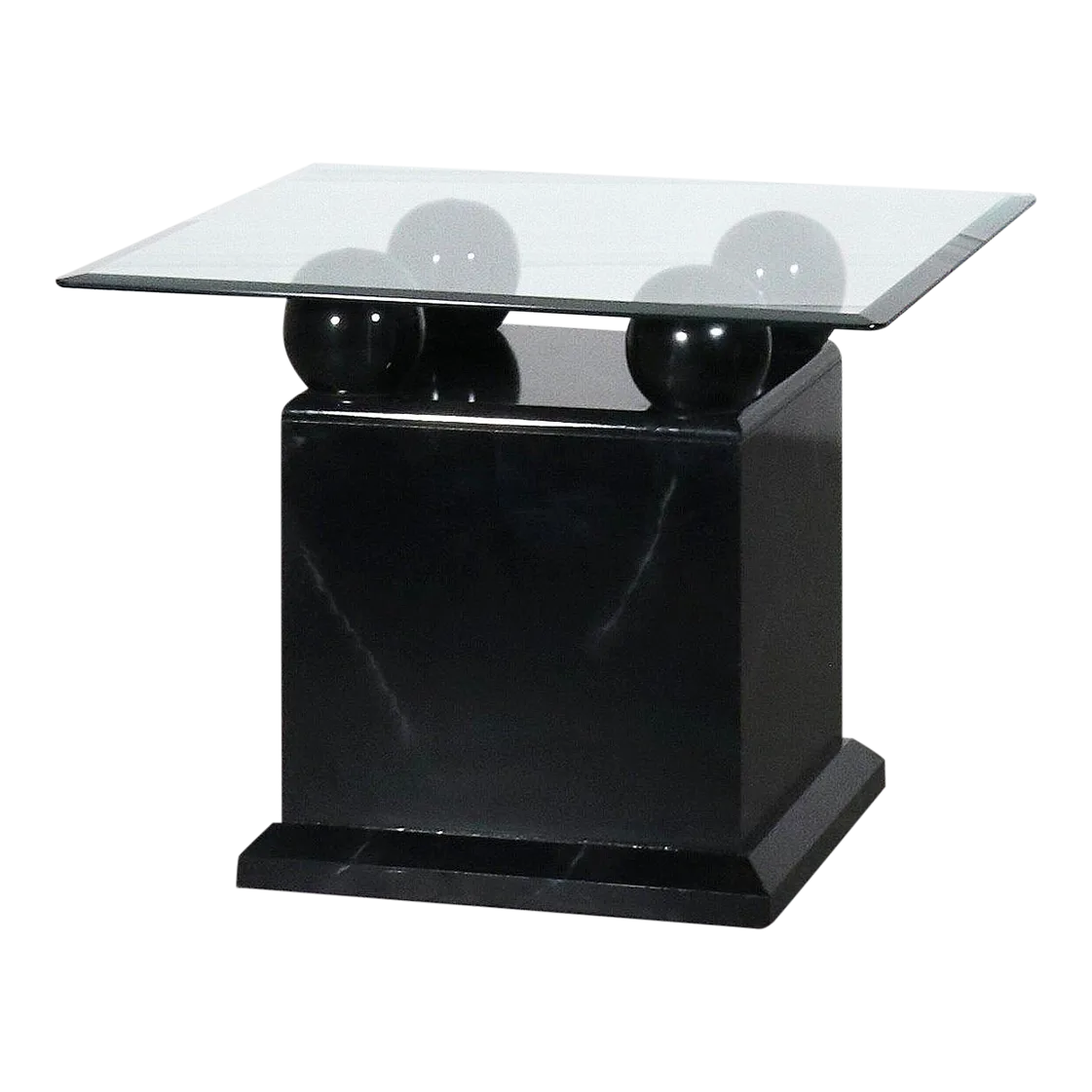 Modern Faux Black Marble Sphere Side Table | Chairish