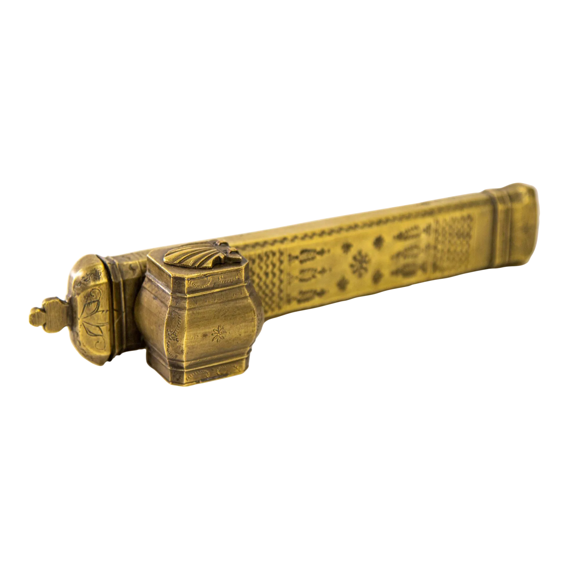 Antique Middle Eastern Islamic Brass Inkwell Qalamdan Circa 1850 | Chairish