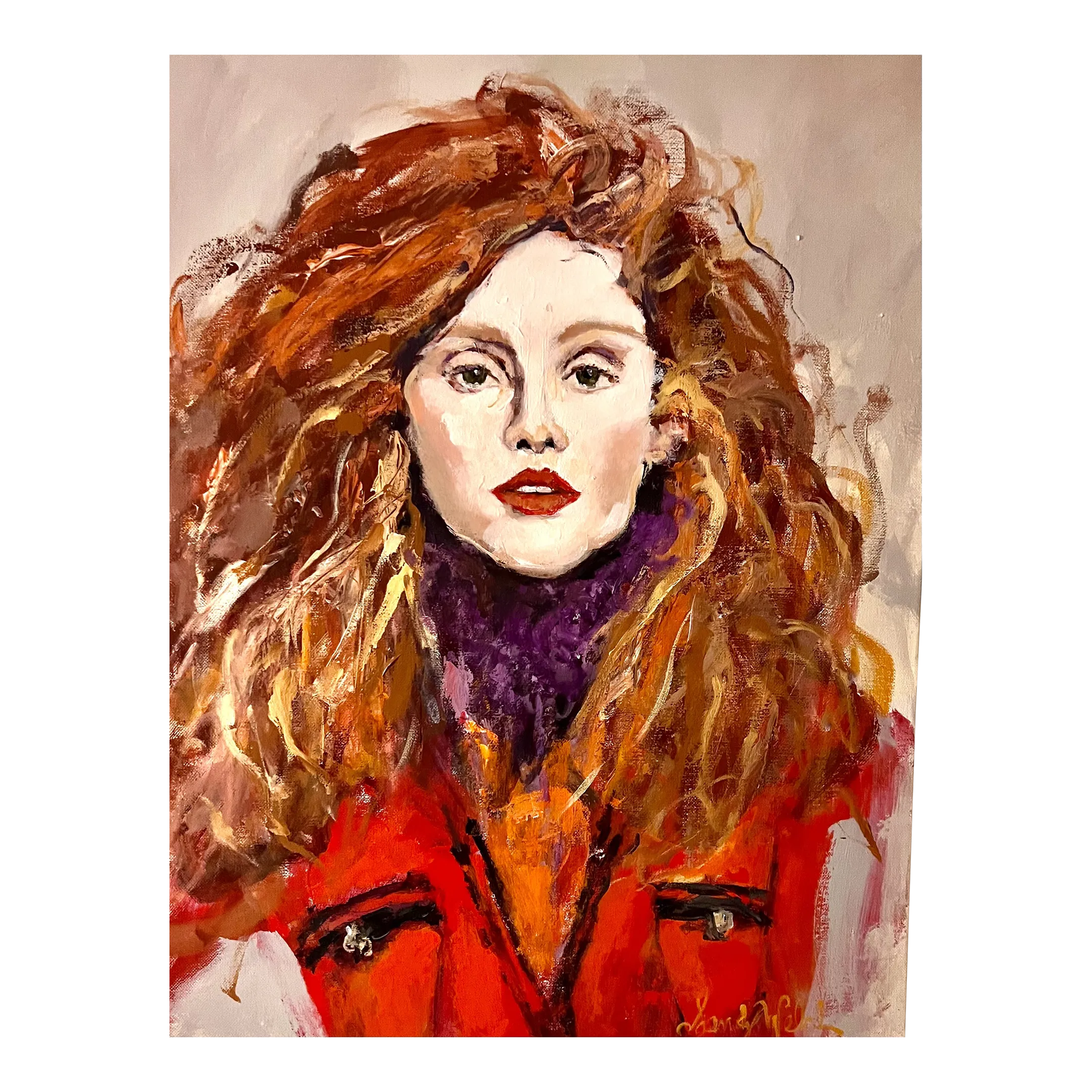 "Ginger" Contemporary Original Expressionist Portrait Painting by Sandy ...
