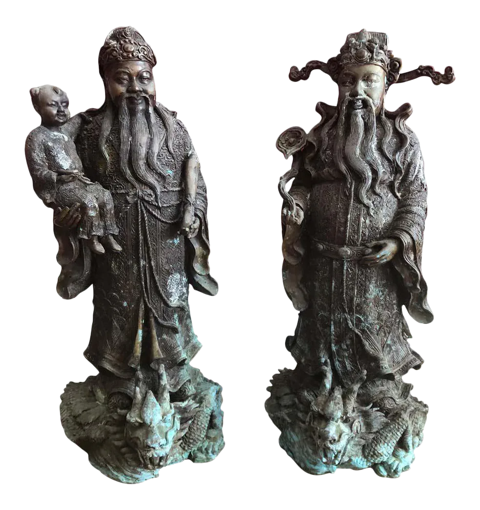 Chinese Bronze Sculptures 20th Century - a Pair | Chairish