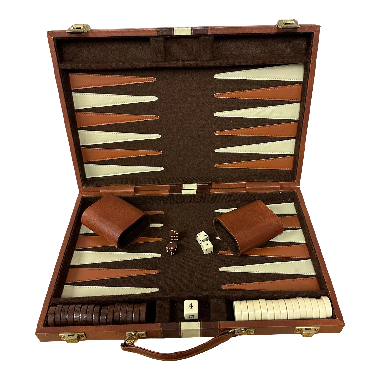 Mid-Century Modern Backgammon Leatherette Case Bakelite Game Pieces ...