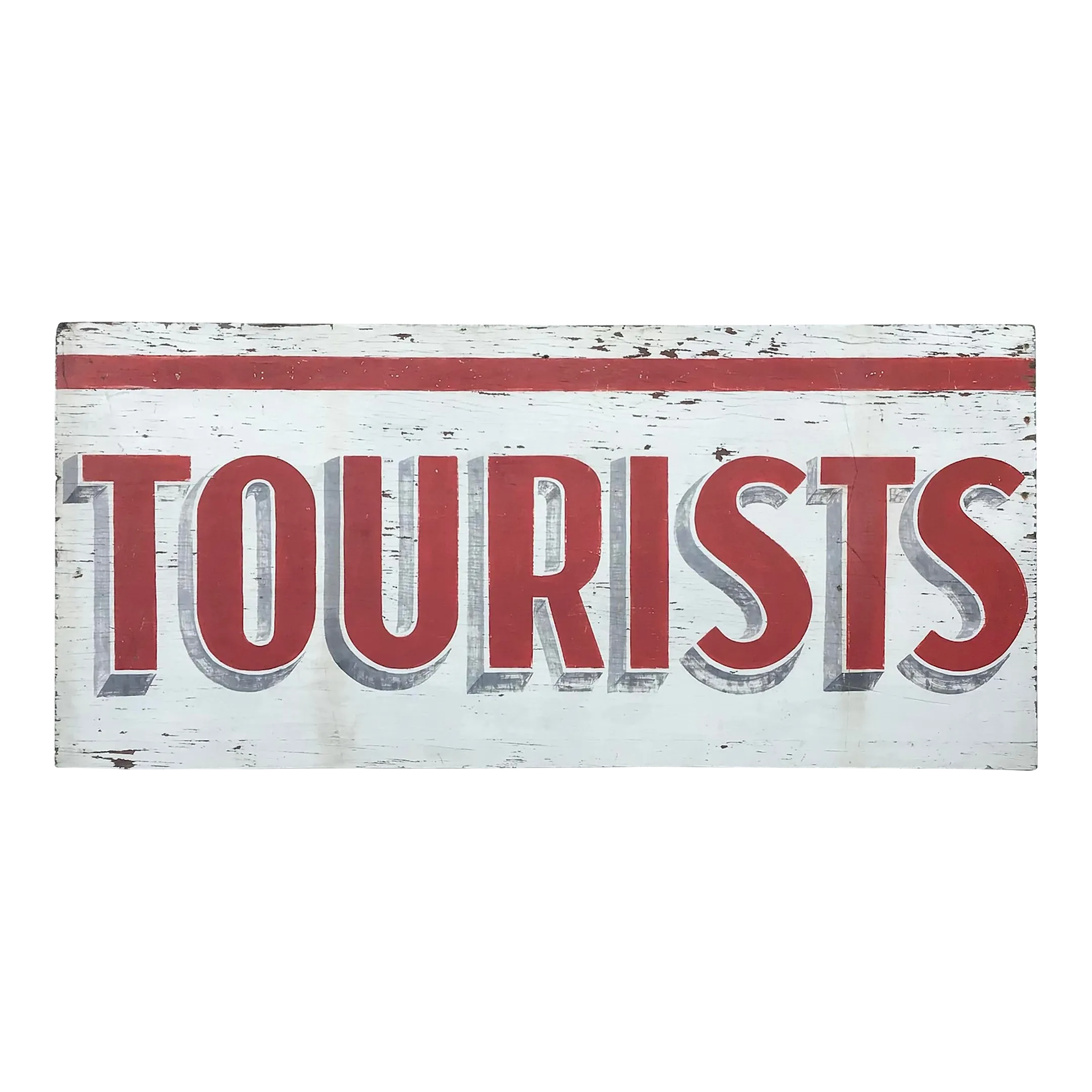Vintage Two Sided Wood Red/White Tourists Sign | Chairish