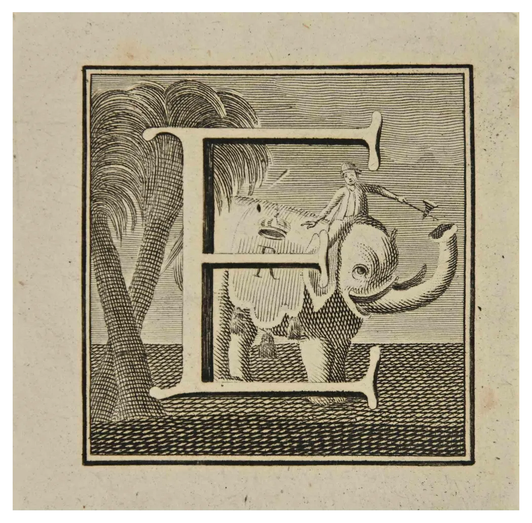 Luigi Vanvitelli, Letter of the Alphabet E, Etching, 18th Century ...