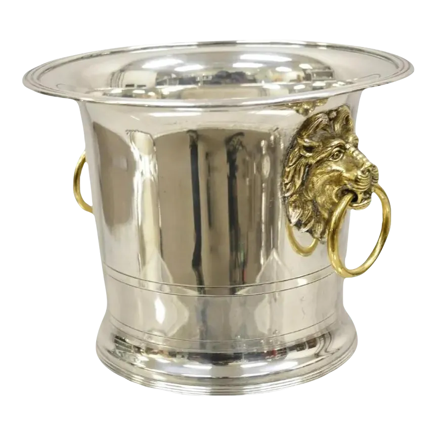 The Franklin Mint 1986 Silver Plated Fluted Champagne Chiller Lion Ice ...