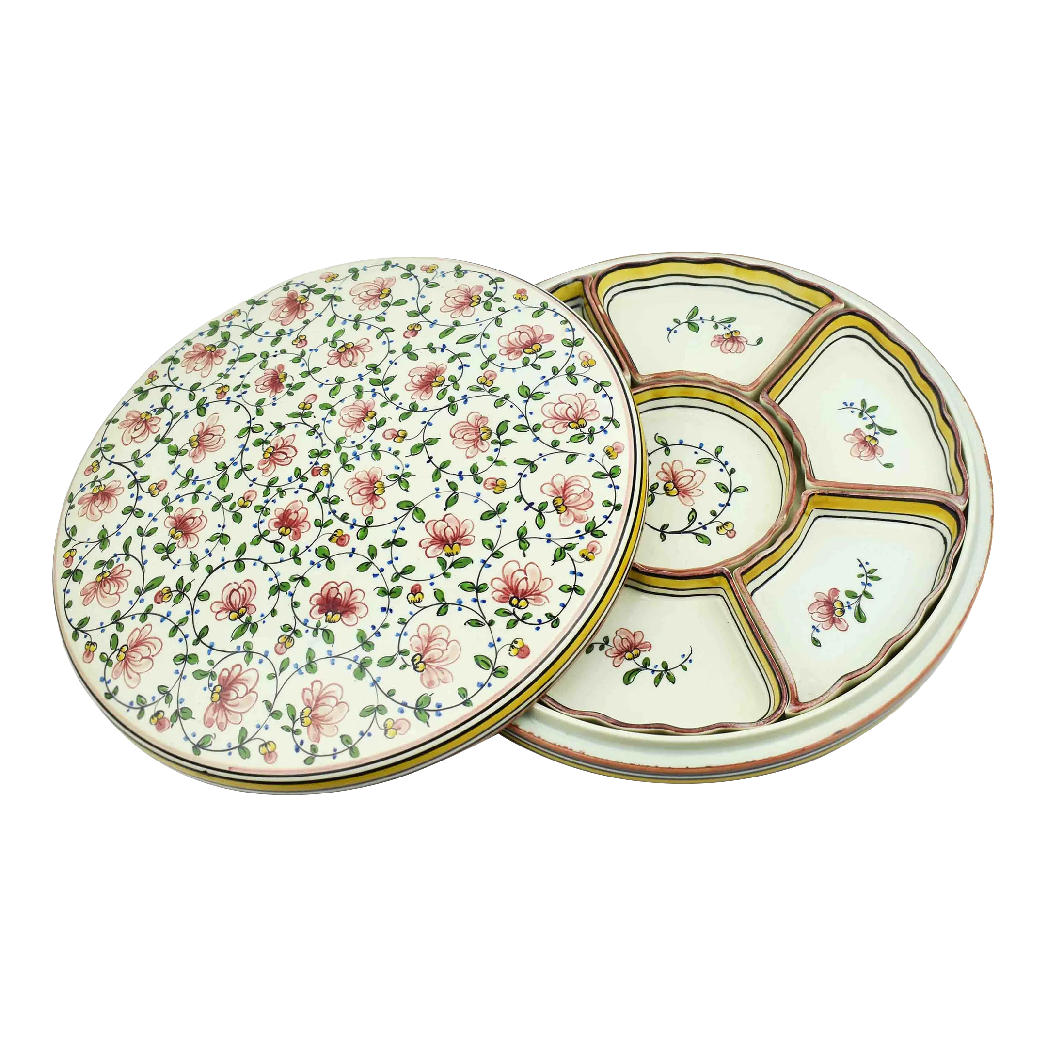 Mid 20th Century Signed Hand Painted Serving Appetizer Platter Dish ...